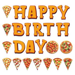 Pizza Party Birthday Banner Pizza Photo Pennant Banner Pizza Happy Birthday Banner Pizza Slice Bunting Banner for Pizza Theme Party Decoration Baby Shower