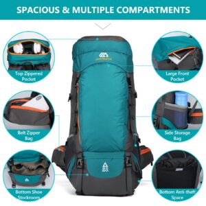 Unineovo 50L/60L/65L Waterproof Hiking Camping Backpack with Rain Cover, Lightweight Outdoor Sport Travel Daypack