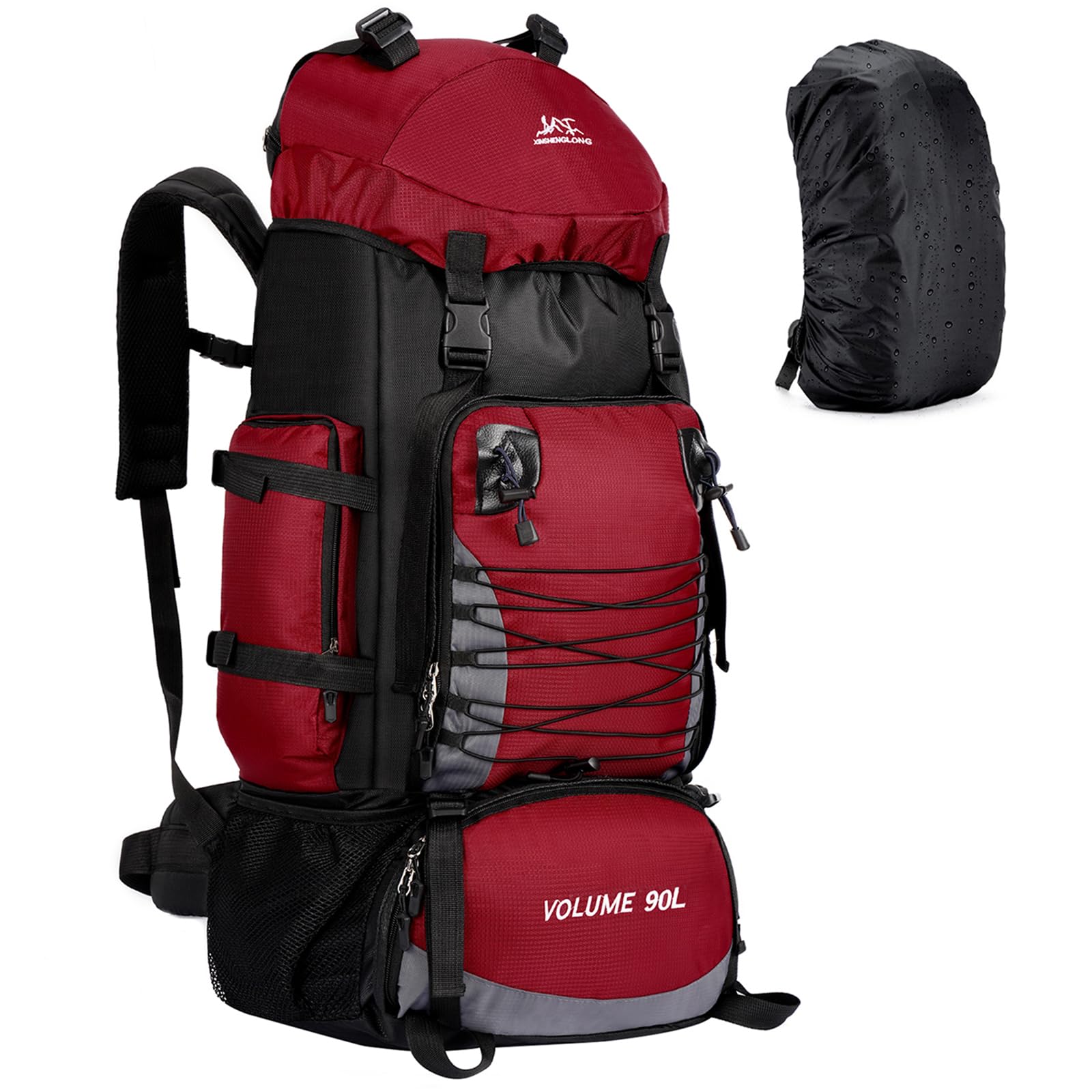 Unineovo 90L hiking backpack red