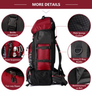 Unineovo 90L hiking backpack red