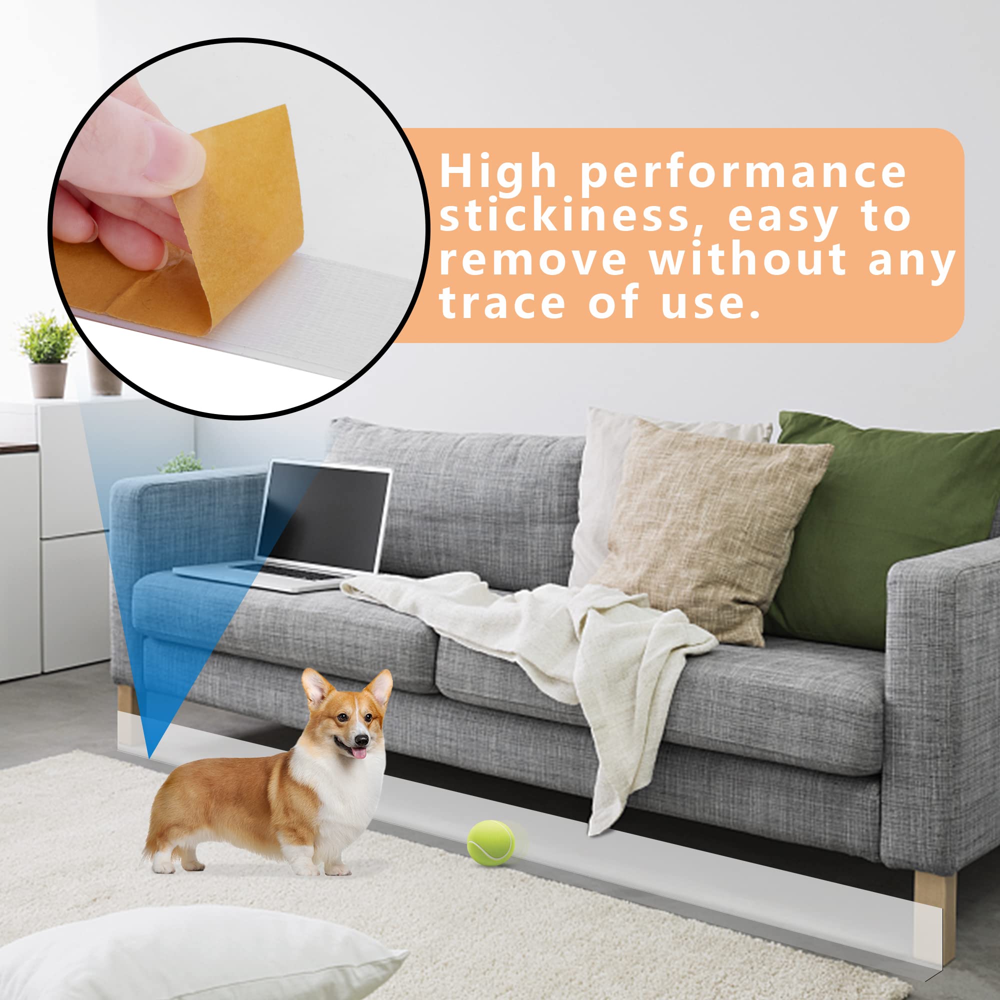 Toy Blocker, PVC Under Sofa Toy Blocker Cuttable Under Couch Blocker, Self-Adhesive Gap Bumper Under Sofa,Toy Blocker Avoid Things Sliding Under Furniture (Transparent)