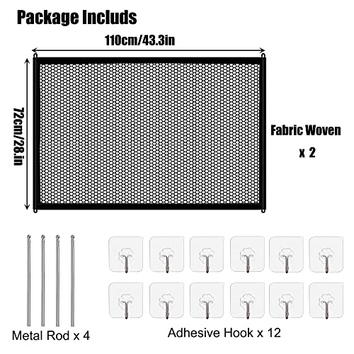 2 Pack Dog Gate, Mesh Baby Gate, 43.3'' X 28.3'' Pet Gate for The House, No Drilling Puppy Gate for Stairs & Doorways Install Anywhere,12 Hooks by Lofekea