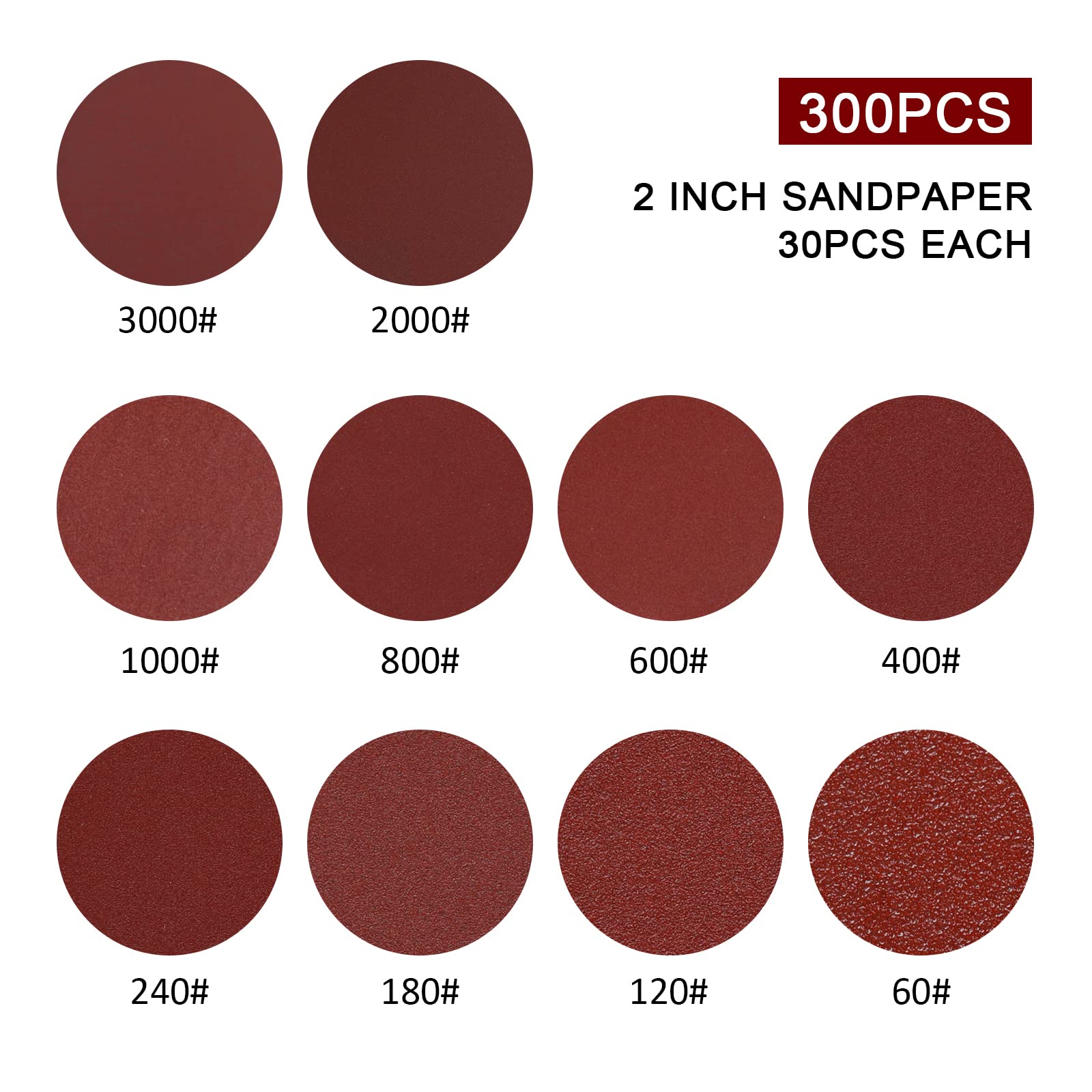 LIZMOF Sanding Discs Pad Kit, Sand Paper Set for Drill Sanding Grinder Rotary Tools with Backer Plate Shank, Sanding Pads 60-3000 Grit, 300PCS, 2 Inches