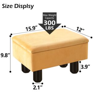 Cpintltr Velvet Footrest Stool Multifunctional Foot Stool Ottomans Storage Ottoman with Tray Upholstered Sofa Seat Step Stool Modern Accent Stool Home Decor Suitable for Living Room Bedroom Yellow