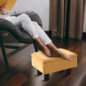 Cpintltr Velvet Footrest Stool Multifunctional Foot Stool Ottomans Storage Ottoman with Tray Upholstered Sofa Seat Step Stool Modern Accent Stool Home Decor Suitable for Living Room Bedroom Yellow