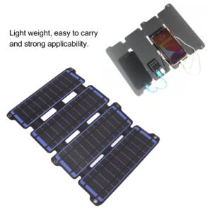 Diydeg Portable Solar Panel, 14W Monocrystalline Solar Charger Foldable Solar Panel with 5V USB Port Without Power Storage Function for Cell Phone, Laptop, Tablet for Camping, Hiking (Blue)