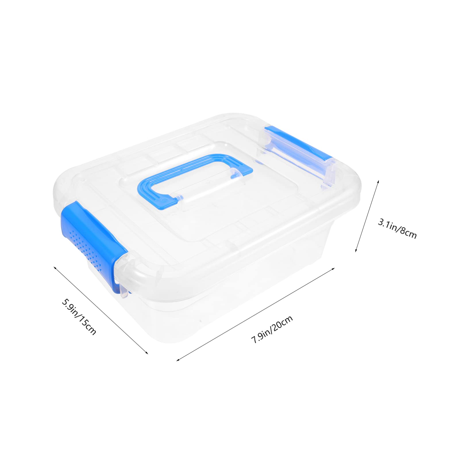 Zerodeko Storage Containers 5pcs Plastic Carrying Case with Handle, Transparent Desktop Storage Box Stackable Storage Bin with Lid Latching Clear Storage Bins Storage Box Ornament Storage