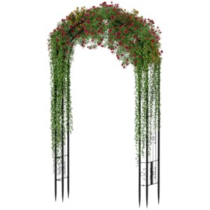 arbuxzuy 102in steel garden arch arbor trellis for climbing plants outdoor, yard, wide sturdy durable garden arch for lawn,climbing plants decorative wire lattice,outdoor wedding arch-black