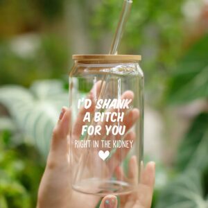 NewEleven Gifts For Women Friendship - Funny Gifts For Friends Female - Unique Friendship Gifts For Women, Friend, Female, Bestie, Bff, Soul Sister, Work Bestie – 16 Oz Coffee Glass