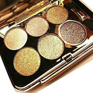 glitter eyeshadow palette makeup set,6 colors shimmer eyeshadow palette gold eyeshadow highly pigmented long lasting waterproof sweatproof professional nude eyeshadow palette make up palettes for women warm natural neutral smokey eye eyeshadow palette(#06