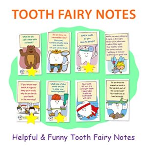 Tooth Fairy Pillow for Boys, Fun Tooth Fairy Kit Includes (1) Monster Tooth Fairy Pouch with Door Hanger, (4) Money Stickers, Fairy Glitter Dust, (8) Magical Toothfairy Notes and Fun Receipts