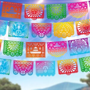 efot mexican party banners, papel picado banner - cinco de mayo, fiesta party decorations, dia de los muertos decor, day of the dead decorations, 5 packs 82 ft long