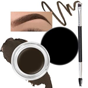 evpct 2pcs eyebrows pomade shaping kit with dual-ended brush eye brow styling gel dark brown makeup set long lasting waterproof colored color eyebrow pencil powder tinting kit pintura de cejas, ebony