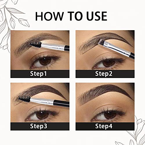 evpct 2Pcs Eyebrows Pomade Shaping Kit with Dual-ended Brush Eye Brow Styling Gel Dark Brown Makeup Set Long Lasting Waterproof Colored Color Eyebrow Pencil Powder Tinting Kit pintura de cejas, EBONY