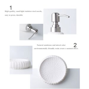 Soap Dispenser Artificial Stone Bathroom Accessories Set - 5 Piece Decoration Bath Accessory Completes Include Soap Dispenser Mouthwash Cup Soap Dish and Tray Soap Dispenser for Bathroom Kitchen ( Col