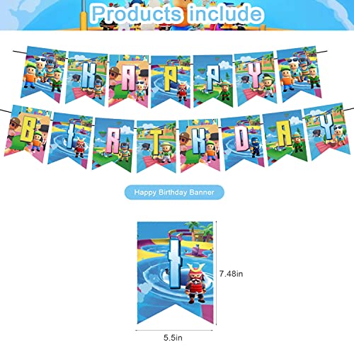 Stumble Guys Birthday Party Supplies, Stumble Guys Party Decorations,Stumble Guys Party Theme Includes Balloons,Banner,Cake Toppers for Kids Birthday Theme Party Decorations