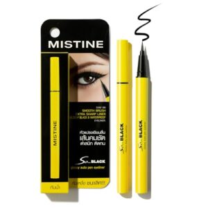 mistine so black eyeliner smudge proof black liquid eyeliner with precise flex tip, ultra-silky formula, quick drying eyeliner liquid liner, vegan & cruelty-free, 1 count