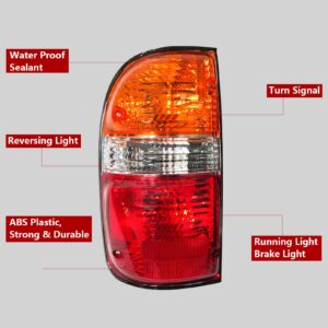 Rongxu Auto Toyota Tacoma Tail Lights Assembly Compatible with 2001 2002 2003 2004, Passenger and Driver Side Brake Lights Rear Lamps, Right and Left