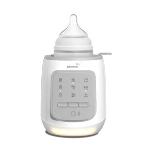 grownsy bottle warmer, 9-in-1 water bath nutri baby bottle warmer, fast & easy milk warmer for breastmilk& formula, auto timer, defrost, steri-lize, warms baby milk to body temp and maintain nutrients