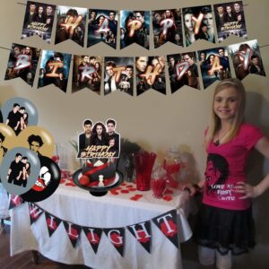 The Twilight Saga Party Decorations,Birthday Party Supplies for The Twilight Saga Party Supplies Includes Banner - Cake Topper - 12 Cupcake Toppers - 18 Balloons