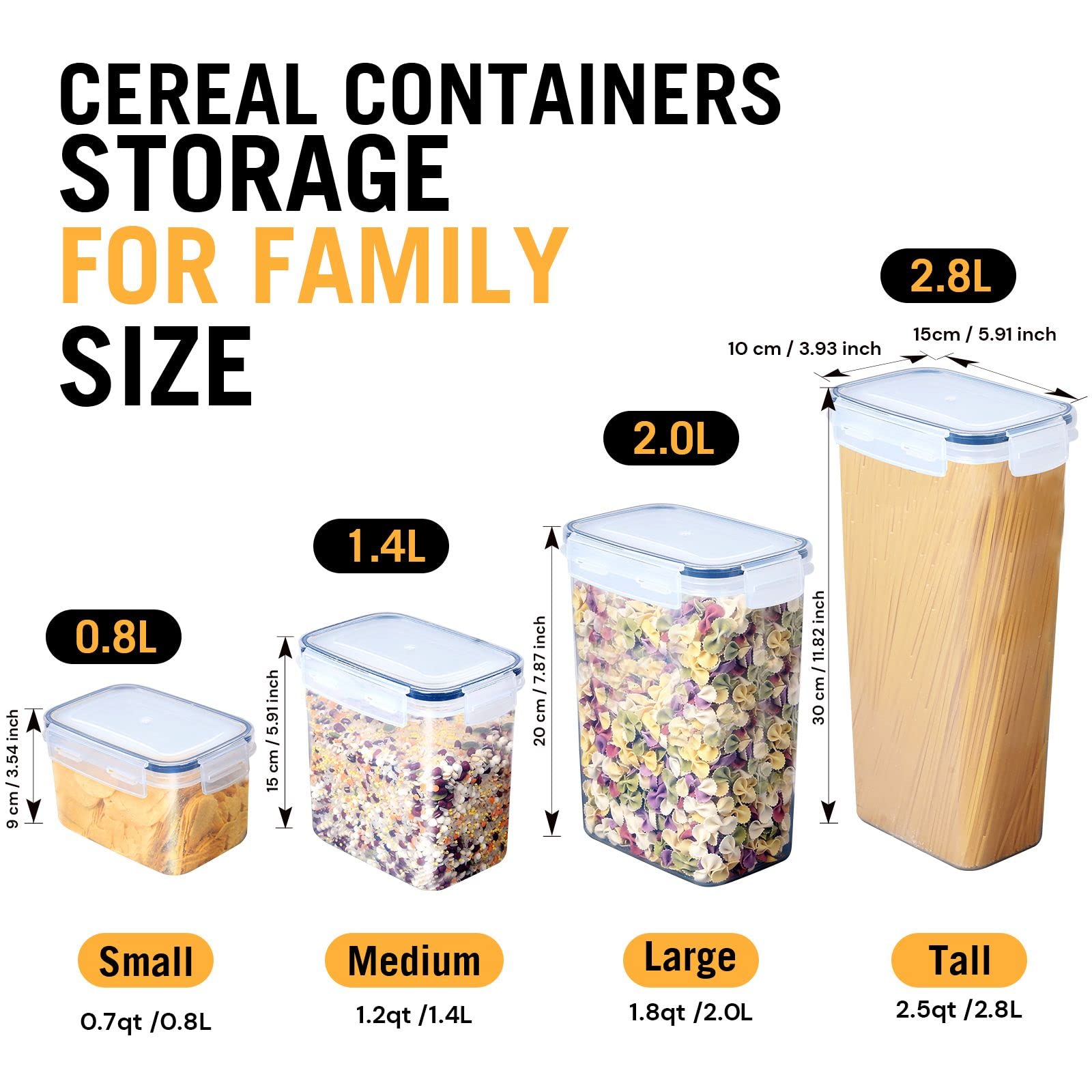 Air Tight Food Storage Containers with Lids Airtight Stackable 14 Pack Pantry Organization and Storage Containers Set for Cereal, Dry Food, Flour and Sugar, Rice - Free Marker and 24 Labels