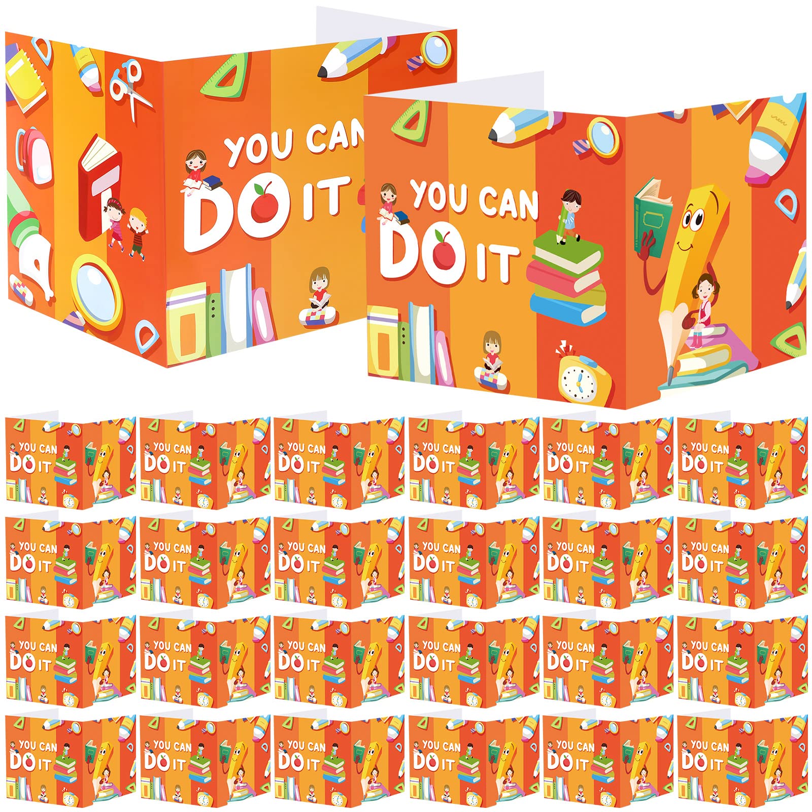 48 Pack Privacy Boards for Students Classroom Shields Cardboard Desk Dividers Trifold Test Privacy Folders Desk Partition Panel with Motivational Messages for Home School Supplies (Classic Style)