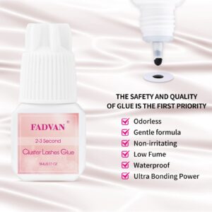 FADVAN Individual Cluster Lashes Glue 5ml and 240Pcs DIY Eyelash Extension 30D+40D D Curl Mixed 9-16mm Bundle