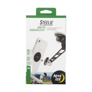 nite ize steelie orbiter windshield mount kit - low profile car windshield mount for smartphones - portable windshield mount for phones - compatible with apple magsafe iphones and accessories