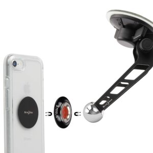 Nite Ize Steelie Orbiter Windshield Mount Kit - Low Profile Car Windshield Mount for Smartphones - Portable Windshield Mount for Phones - Compatible with Apple MagSafe iPhones and Accessories