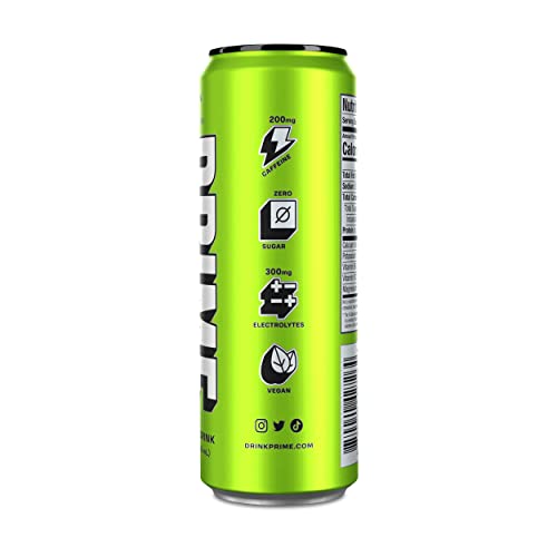 PRIME Energy LEMON LIME | Zero Sugar Energy Drink | Preworkout Energy | 200mg Caffeine with 355mg of Electrolytes and Coconut Water for Hydration| Vegan | Gluten Free |12 Fluid Ounce | 12 Pack