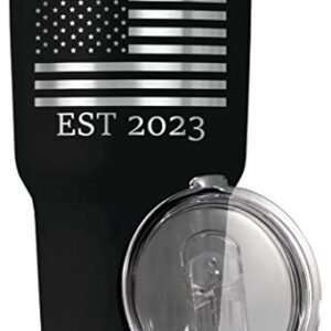 New US Citizen Gifts 2023 | 30oz Steel Travel Tumbler for Coffee or Cold Drinks | American Flag Citizenship Congratulations Mug (30oz Black 2023)