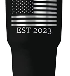 New US Citizen Gifts 2023 | 30oz Steel Travel Tumbler for Coffee or Cold Drinks | American Flag Citizenship Congratulations Mug (30oz Black 2023)