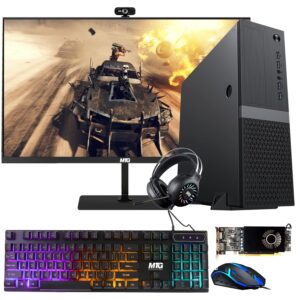 gaming desktop pc intel core i5 8th gen, techmagnet heera, rx 550, 16gb ram, 1tb ssd | 3tb hdd, mtg new 24 inch monitor, rgb keyboard mouse, headphone, webcam, win 11 (renewed)