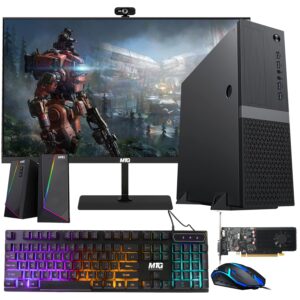 gaming desktop pc, intel core i5 8th gen, techmagnet heera, amd rx 550, 16gb ram, 512gb ssd | 1tb hdd, mtg new 27 inch monitor, rgb keyboard mouse, speaker, webcam, wifi, win 10 pro (renewed)