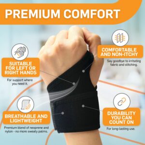 BracEasy Wrist Brace: Left & Right Hand Wrist Brace/Wrist Support Wrist Wraps - Carpal Tunnel Wrist Brace for Night Support - Wrist Brace for Wrist Pain; Hand Brace; Wrist Guard [Black; Single]