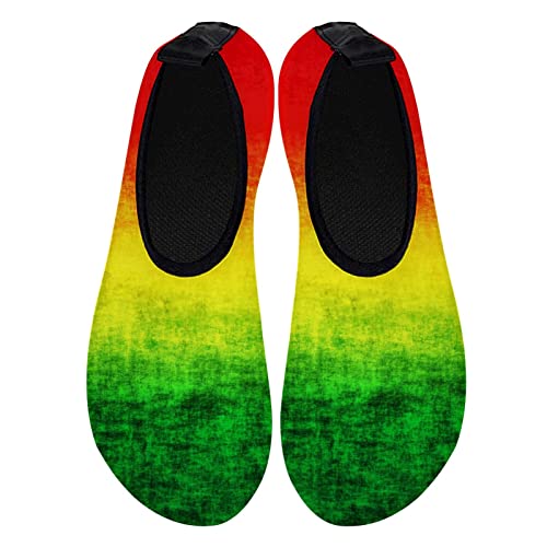 Water Shoes for Women Men Swim Beach Shoes Barefoot Quick-Dry Aqua Socks for Beach Swim Surf Yoga Exercise - Jamaican Colors Rasta