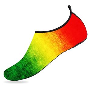 Water Shoes for Women Men Swim Beach Shoes Barefoot Quick-Dry Aqua Socks for Beach Swim Surf Yoga Exercise - Jamaican Colors Rasta