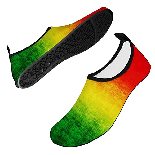 Water Shoes for Women Men Swim Beach Shoes Barefoot Quick-Dry Aqua Socks for Beach Swim Surf Yoga Exercise - Jamaican Colors Rasta