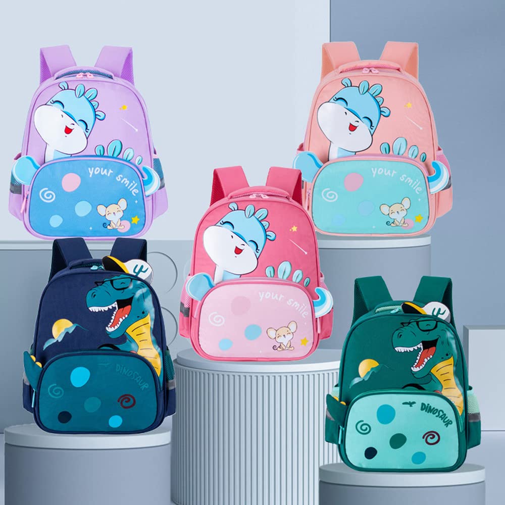 LESNIC Preschool Backpack for Boys & Girls, 37 * 30 * 12cm Backpack Kindergarten Age 3-8 Dinosaur Backpack, School Bag with Front Zip Pocket and Side Pockets