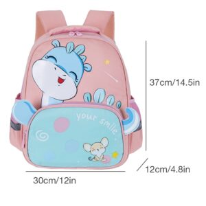 LESNIC Preschool Backpack for Boys & Girls, 37 * 30 * 12cm Backpack Kindergarten Age 3-8 Dinosaur Backpack, School Bag with Front Zip Pocket and Side Pockets