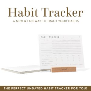 Habit Tracker Calendar with Wood Stand,Daily Goal and Accountability Journal with 12 Paper Sheets for a Year,Develop Better Habits, Goal Tracker, Period Tracker, Fitness, and Overall Well-being