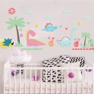 Dinosaur Wall Decals Vinyl Cute Dinosaur Wall Stickers for Boy and Girl Bedroom Daycare Classroom Playroom and Kids Room Wall Decor