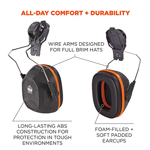 Ergodyne NRR 26dB Mounted Earmuffs, Gray, Full Brim