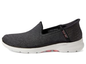 skechers go walk 6 vibrant charm hands free slip-ins gray/aqua 8.5 b (m)