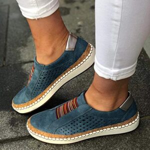 eczipvz Sneakers for Women Walking Shoes, Women's Low Top Round Toe Flat Loafers Casual Comfortable Slip on Fashion Sneakers Blue