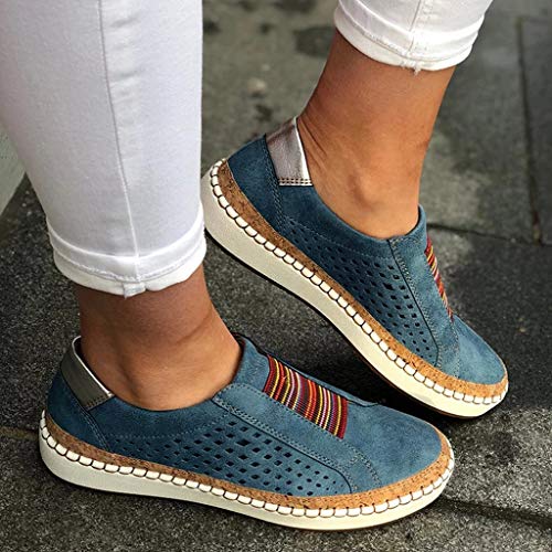 eczipvz Sneakers for Women Walking Shoes, Women's Low Top Round Toe Flat Loafers Casual Comfortable Slip on Fashion Sneakers Blue