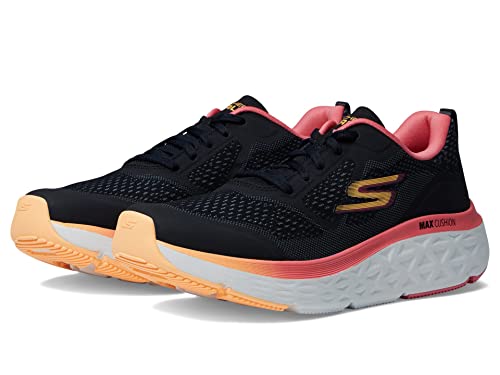 Skechers Max Cushioning Delta - Ultimate Endurance Shoes for Women - Textile Upper with Padded Collar, and Stylish Black/Hot Pink 8.5 B - Medium