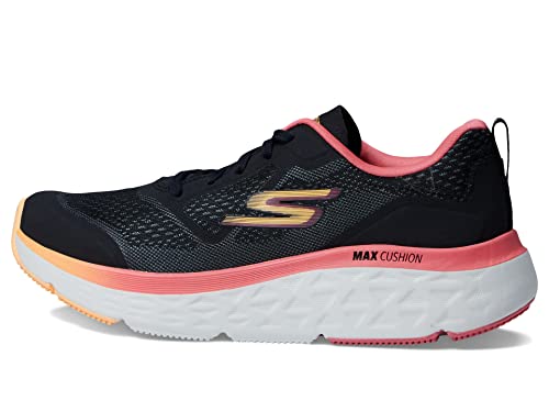 Skechers Max Cushioning Delta - Ultimate Endurance Shoes for Women - Textile Upper with Padded Collar, and Stylish Black/Hot Pink 8.5 B - Medium