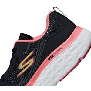 Skechers Max Cushioning Delta - Ultimate Endurance Shoes for Women - Textile Upper with Padded Collar, and Stylish Black/Hot Pink 8.5 B - Medium