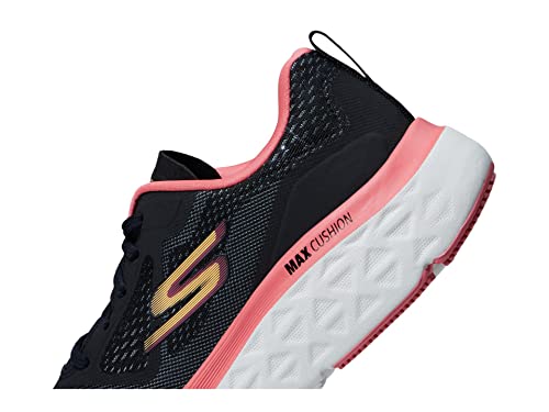 Skechers Max Cushioning Delta - Ultimate Endurance Shoes for Women - Textile Upper with Padded Collar, and Stylish Black/Hot Pink 8.5 B - Medium